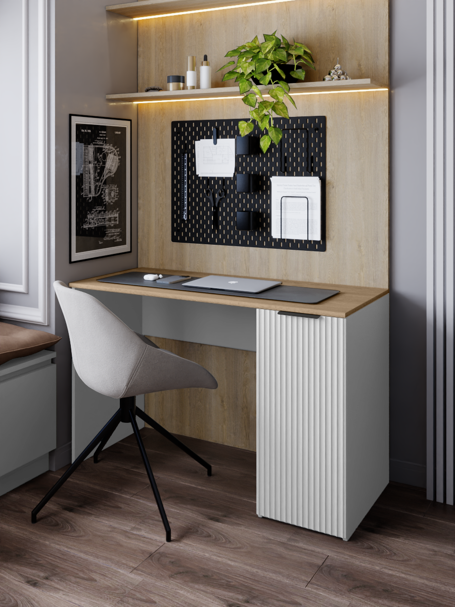 Стол письменный Салерно 16 белый 1 ящик 2 полки 120х50х76 см