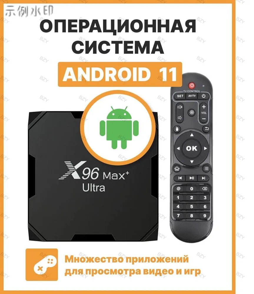 X96 MAX+ Ultra Smart TV приставка Amlogic S905x4, 4 ГБ ОЗУ, 64 ГБ память, Android 11 — фото 1