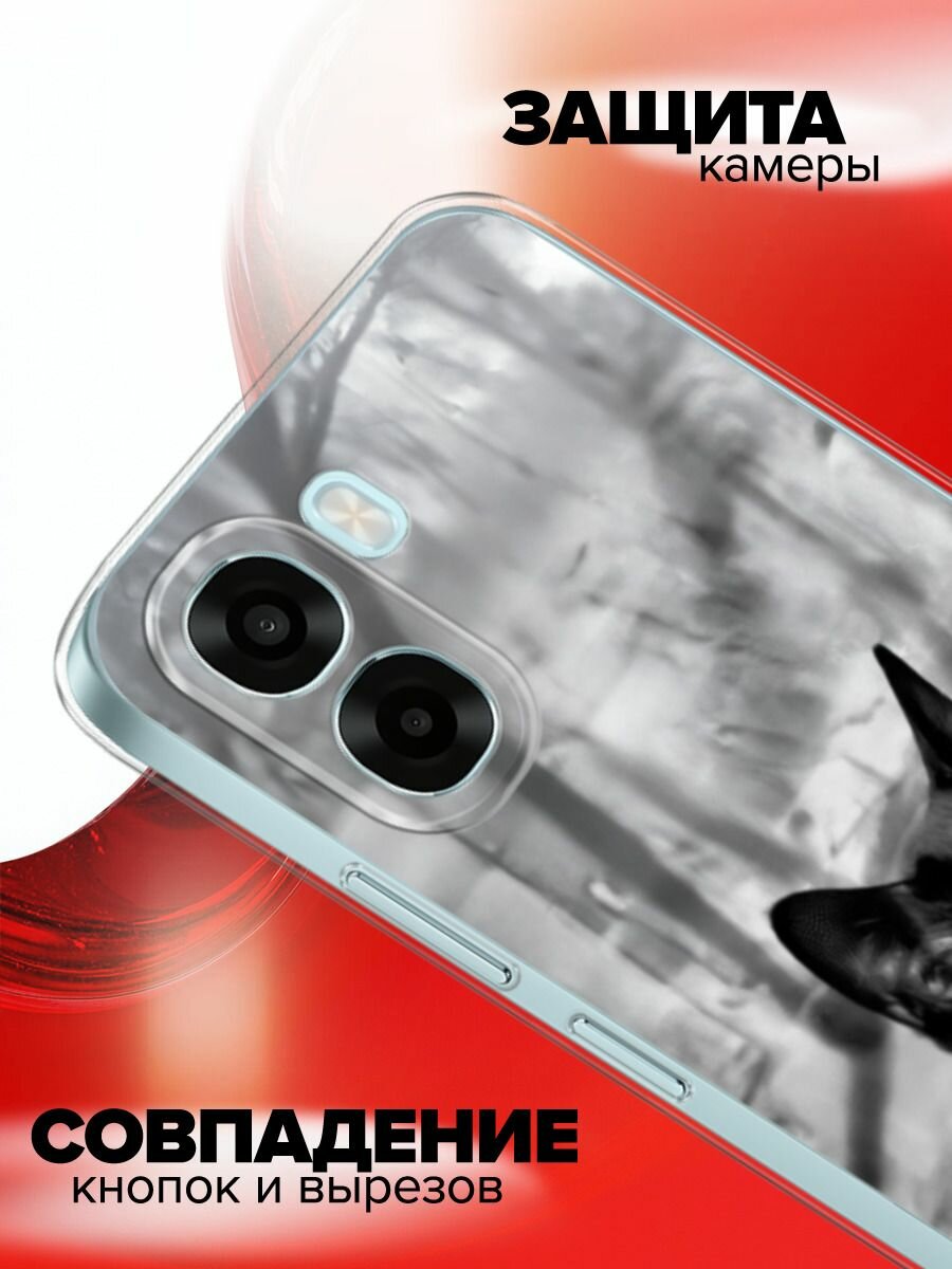 Силиконовый чехол на Oppo A6x / Оппо A6x с принтом Котик с пилкой — фото 1