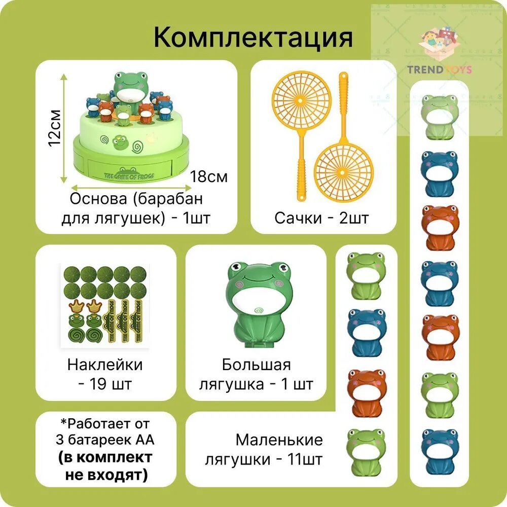 Интерактивная игра “Поймай лягушку” для детей, 12 лягушек, звуковые эффекты, наклейки в подарок — фото 1