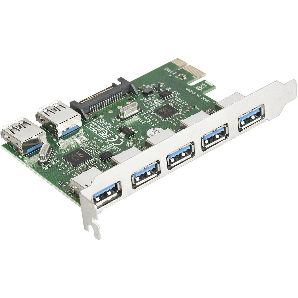 EXEGATE USB-концентраторы EX283717RUS Контроллер EXE-317 PCI-E 2.0, 5 USB3.0 ext + 2 USB3.0 int, разъем доп. питания OEM