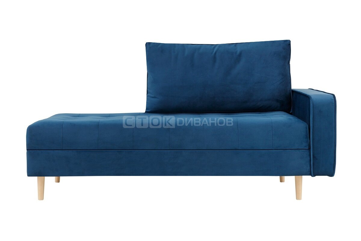 Диван Сток Диванов Лига, темно-синий велюр, механизм кушетка, на ножках