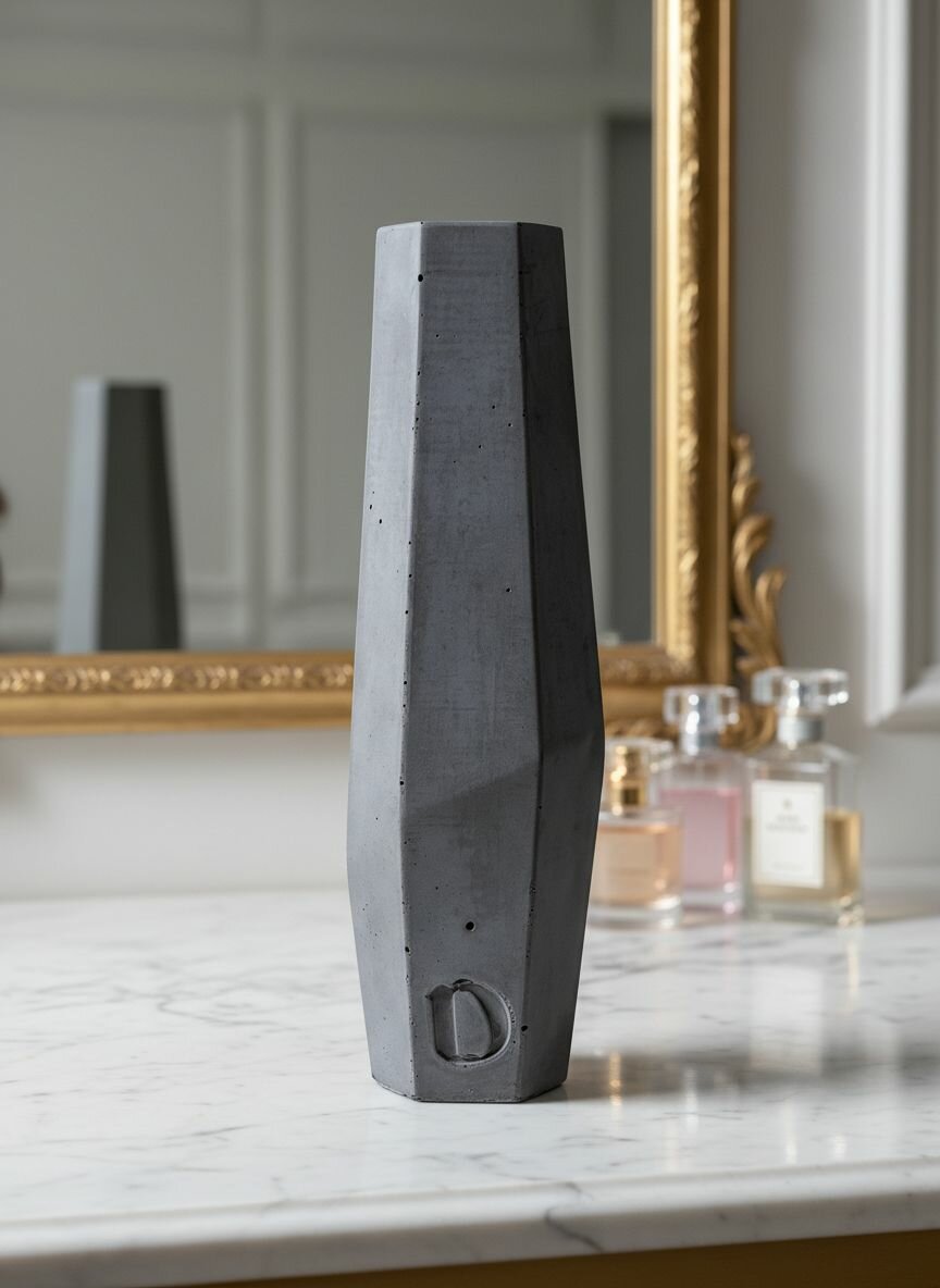 Ваза интерьерная для сухоцветов Franco XS, 20см, бетон, тёмно-серая матовая