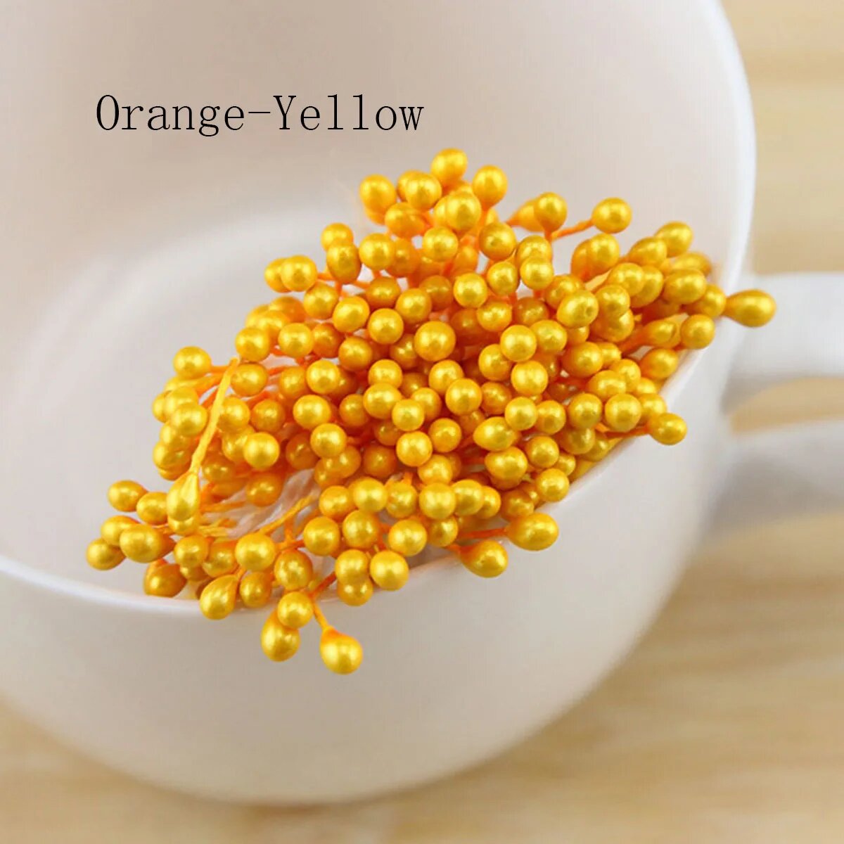 Искусственные цветы тычинки Beadia 55 мм 120-150 шт Orange Yellow