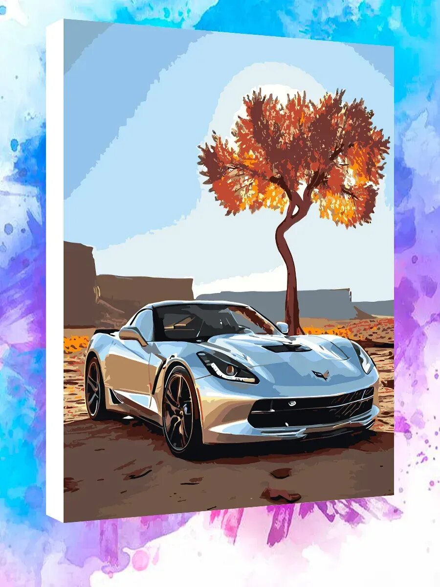 Картина по номерам Шевроле Chevrolet Corvette Автомобиль