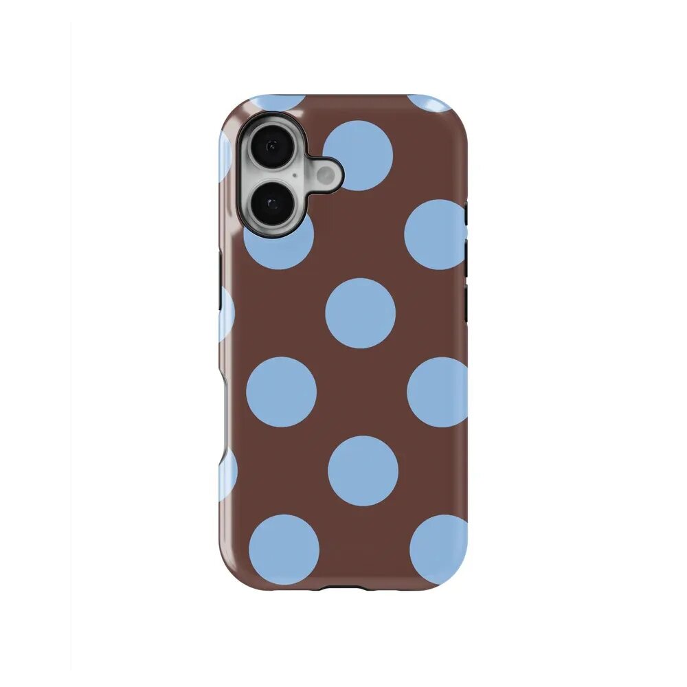 Двухслойный чехол Big Dots Brown Blue для iPhone 17 16 15 14 13 12 11 X XS XR XSMAX 7 8 Air Pro Max Plus
