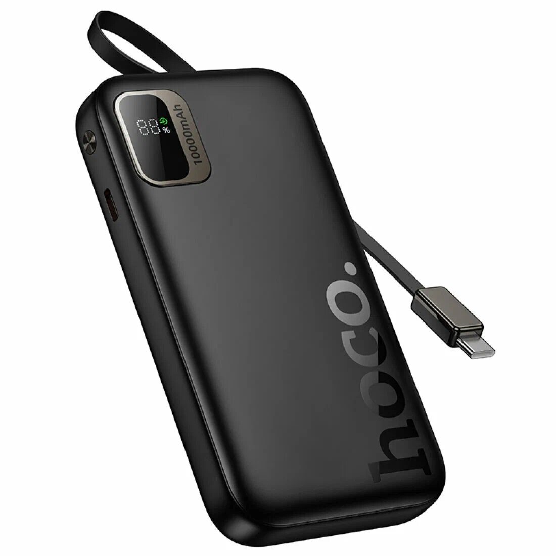 Внешний аккумулятор Hoco Q51 10000mAh 20W, LED-дисплей, выдвижной кабель-рулетка Type-C 60 см, черный