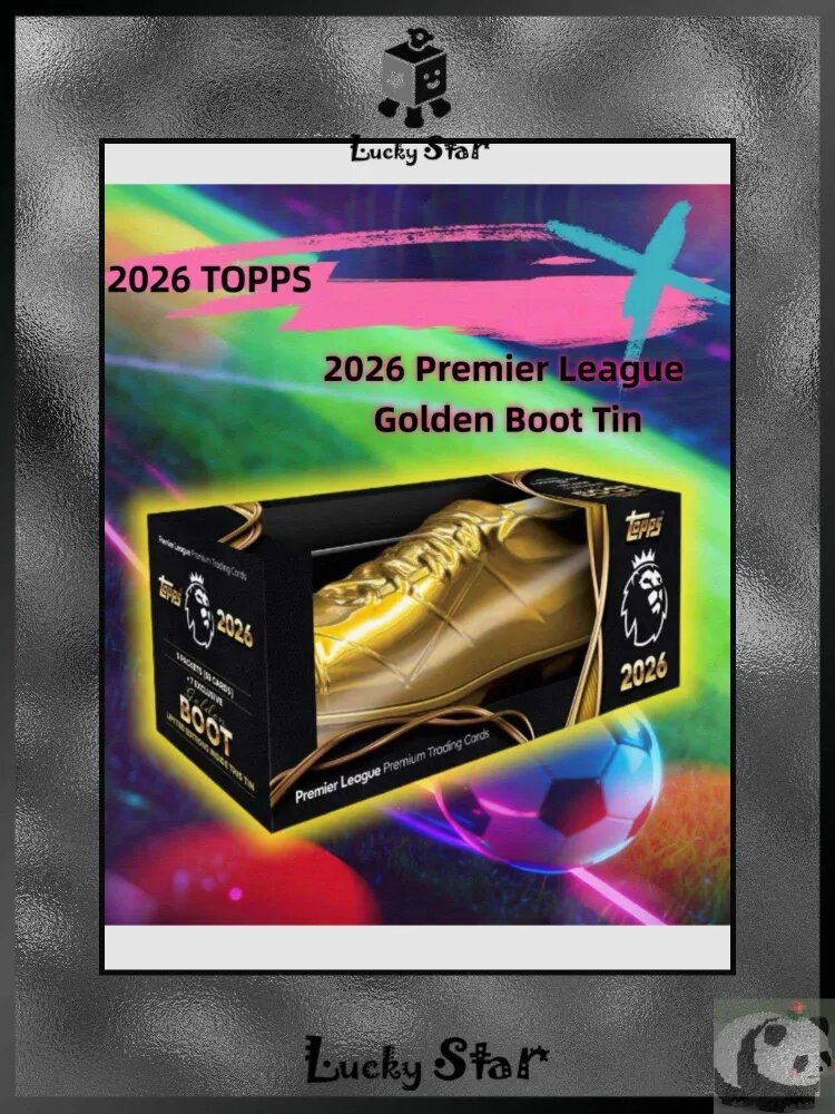 Topps Premier League 2026 - Golden Boot Tin - contains 57 cards including 7 exclusive Golden Boot LE cards, Футбольная Премьер-лига, Железная коробка с Золотой бутсой