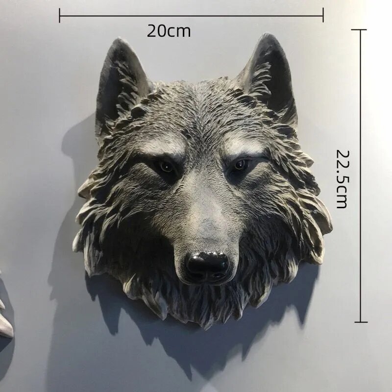 Настенный декор голова Волка 3D статуэтка серого цвета 20x22.5 см