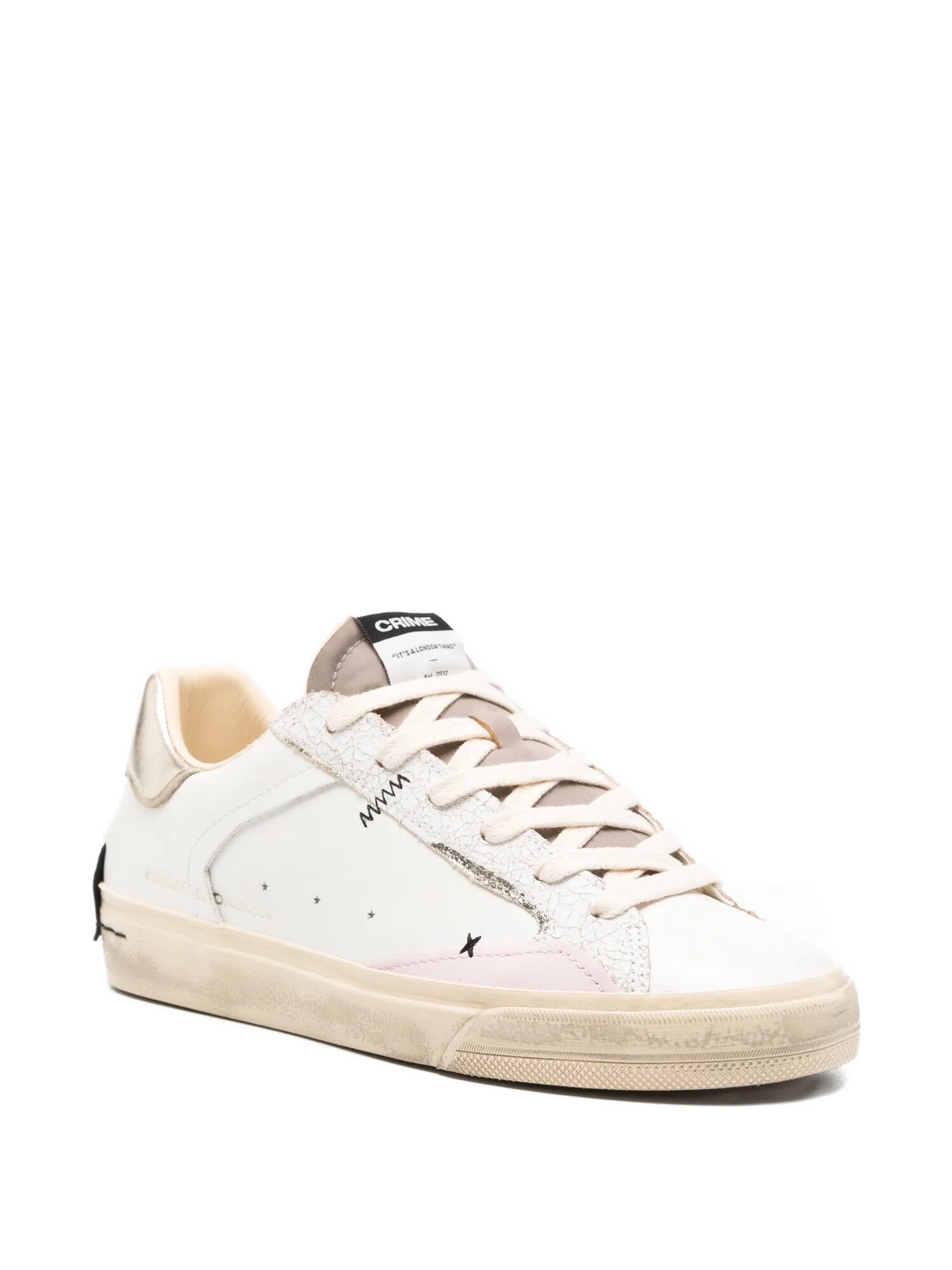 Кроссовки Crime London Distressed-effect low-top sneakers, размер 36, white — фото 1