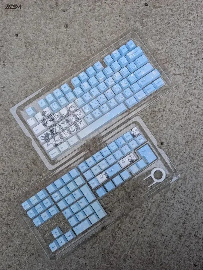 Кейкапы для механической клавиатуры PBT OEM Юкино голубые белые для клавиатур
