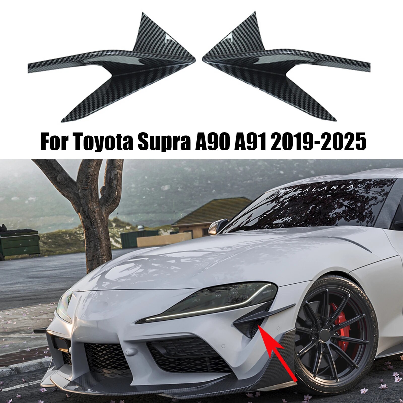 Бампер передний Supra A90/A91 2019-2025, Glossy Black, карбон