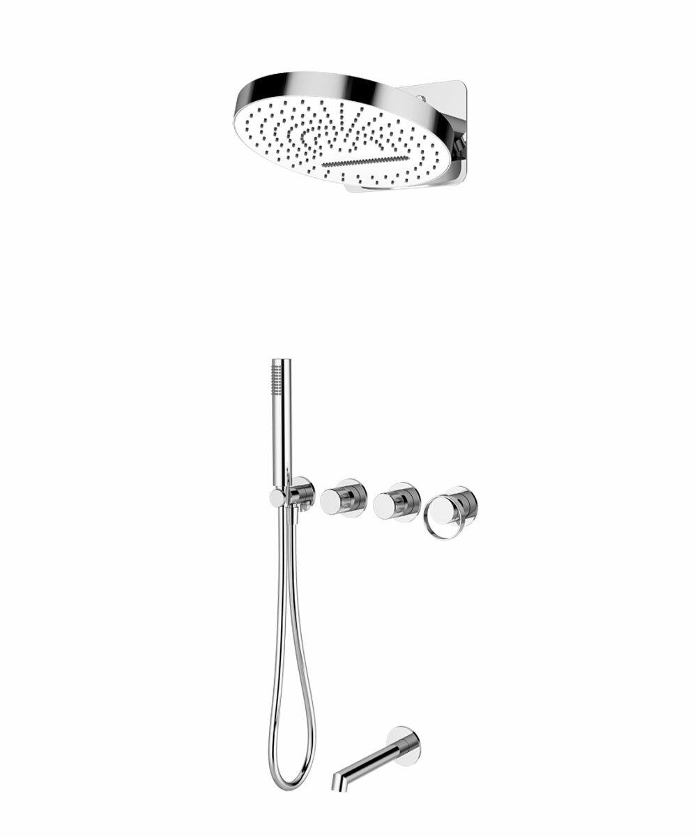 Встроенный смеситель для душа с тремя режимами из латуни от бренда Ganzer GZ19168 хром