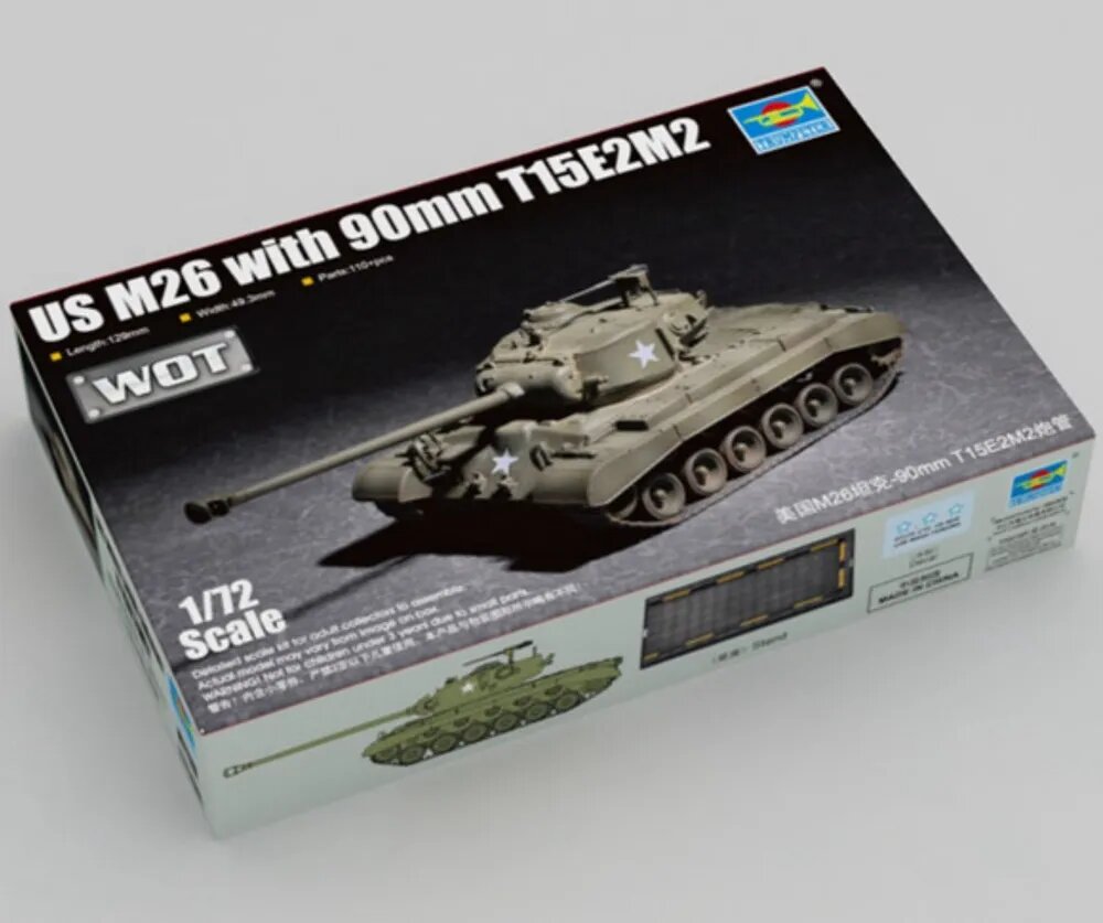 Trumpeter 1/72 US M26 с 90-мм T15E2M2 сборная модель танка
