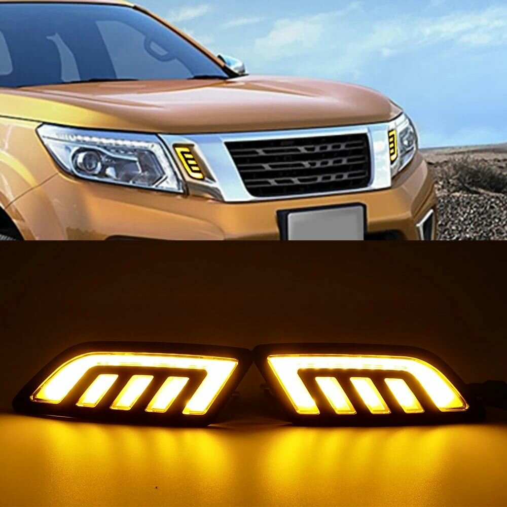 2шт для Nissan NAVARA NP300 D23 2015-2019 светодиодные дневные ходовые огни маска решетка противотуманных фар с поворотниками-.
