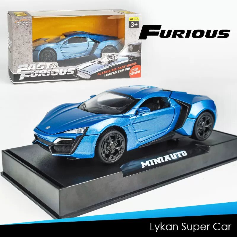 Модель автомобиля Lekin Supercar из сплава, 1:32, синяя, в коробке, коллекционная, с упаковкой