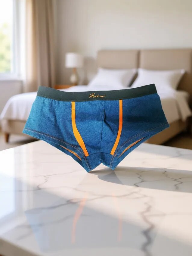 Мужские трусики-брифы Cottelli Collection Intensive Skin Barrier, бесшовные, джинсовый стиль, размер L