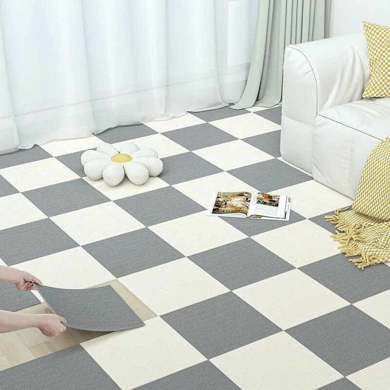 Теплая белая + светло-серая ковровая плитка 60 см x 60 см* 10 штук/3,6 квадратных метра