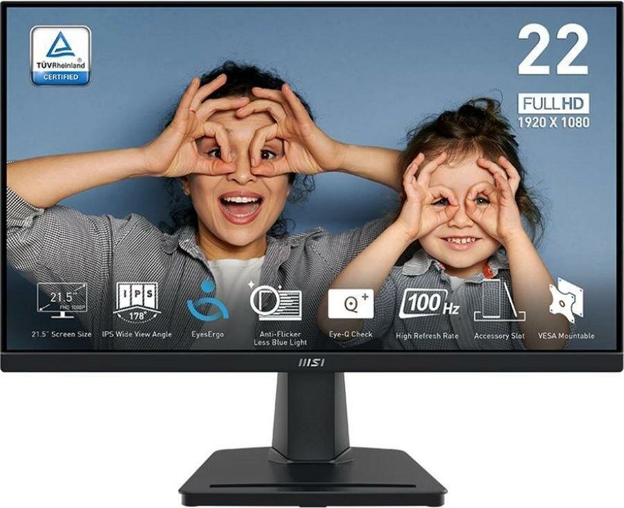 Монитор 21.5 MSI Pro MP225 черный IPS 1920x1080 250 cd/m^2 1 ms VGA HDMI Аудио 9S6-3PC6CM-004