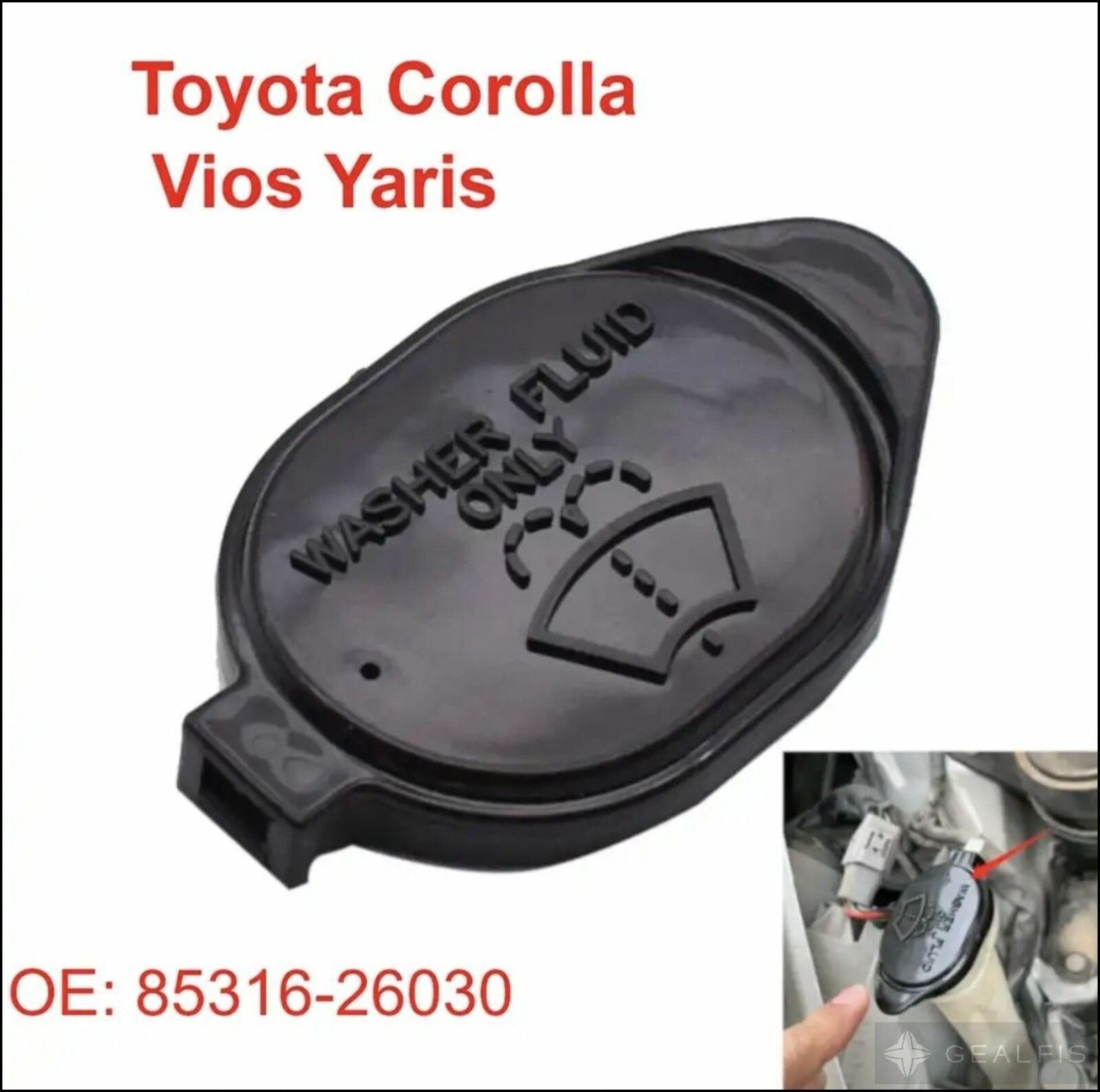 Крышка бачка омывателя Toyota 85316-26030 для Corolla E12, Echo, Prius, RAV4, Yaris, Land Cruiser Prado, Lexus IS — замена элемента
