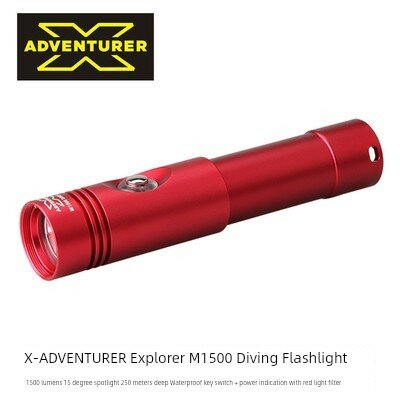 X-ADVENTURER M1500 Подводный фонарь - Красный, водонепроницаемый, для ночных погружений и подводной съемки, глубина 200