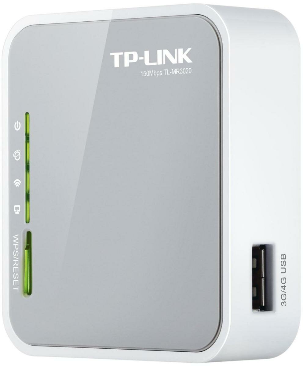 Беспроводной маршрутизатор 4G TP-Link TL-MR3020, мобильный роутер 802.11bgn 150Mbps 2.4 ГГц 1xLAN USB белый