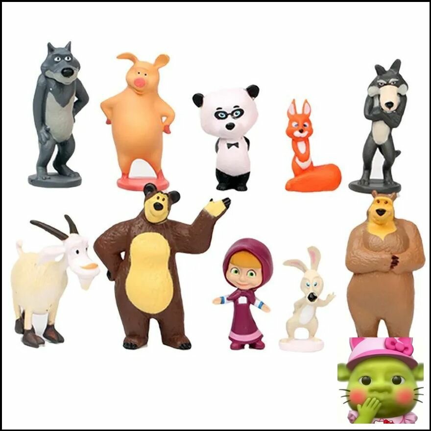 10шт Маша и Медведь аниме фигурки Детские игрушки