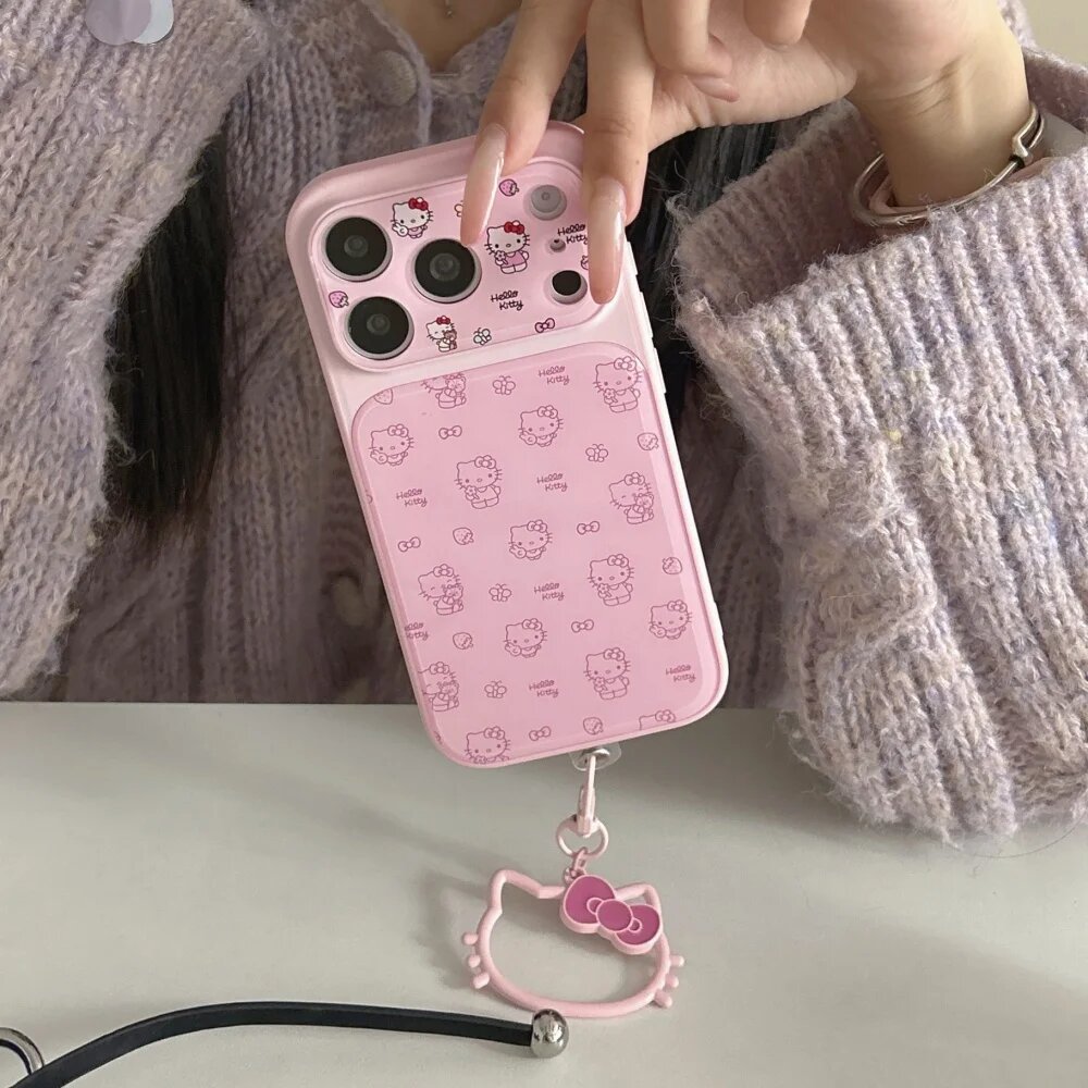 Розовый чехол Hello Kitty с подвеской для iPhone 17 Pro Max