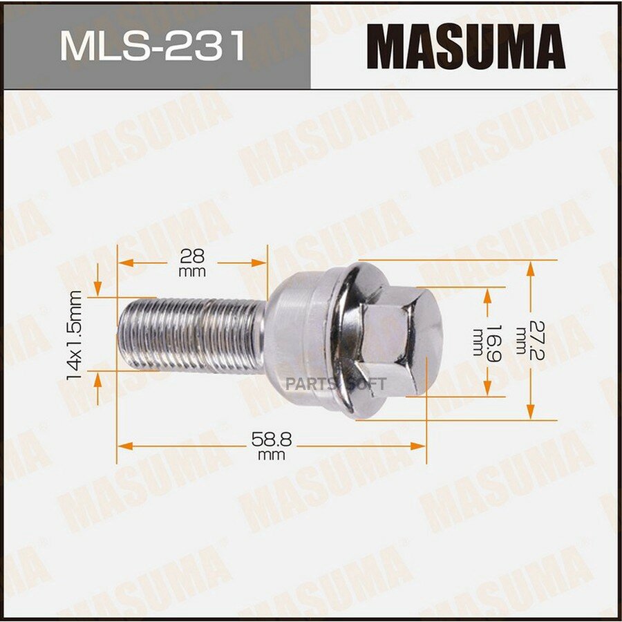 Болт колесный M14x1.5x58.8 под ключ 17 MASUMA MLS-231 | цена за 1 шт