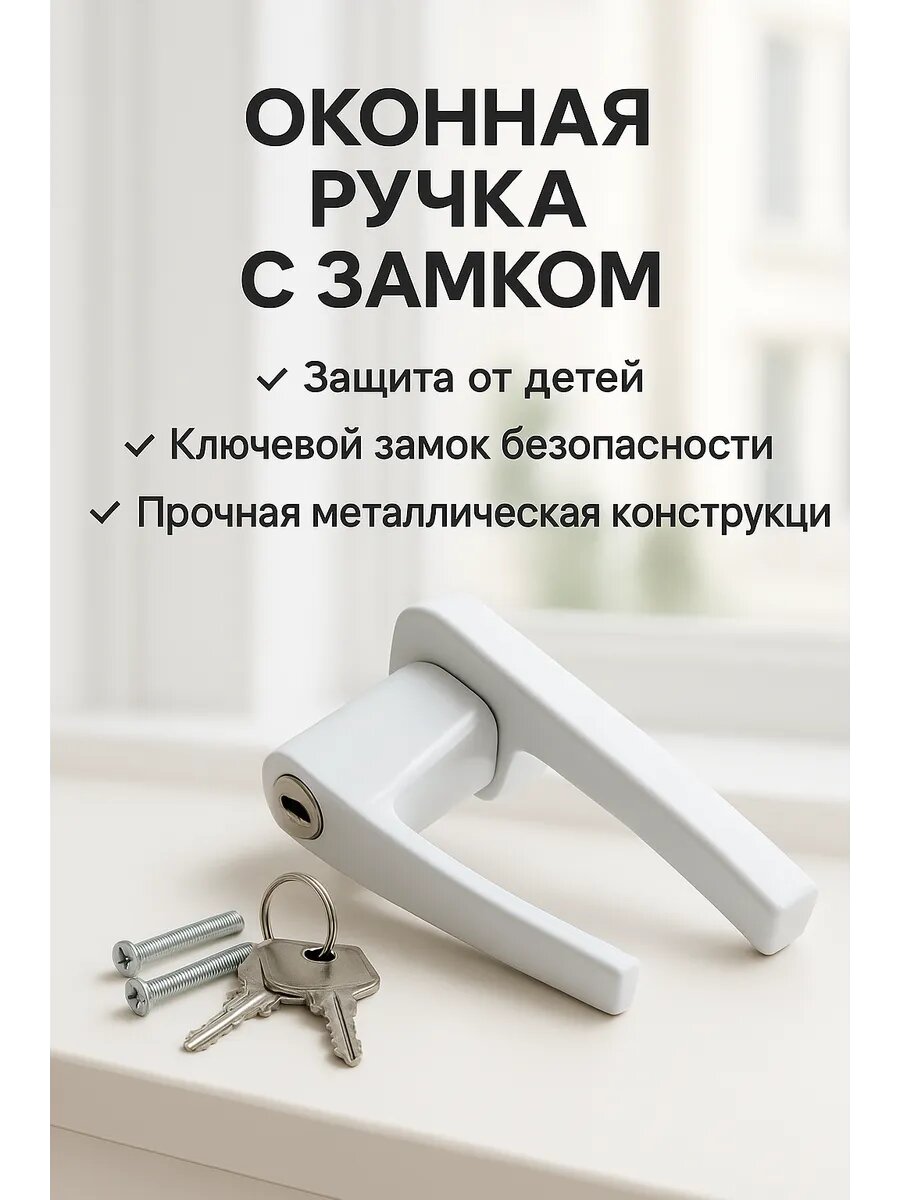 Ручка оконная с замком и ключами для окон защита детей