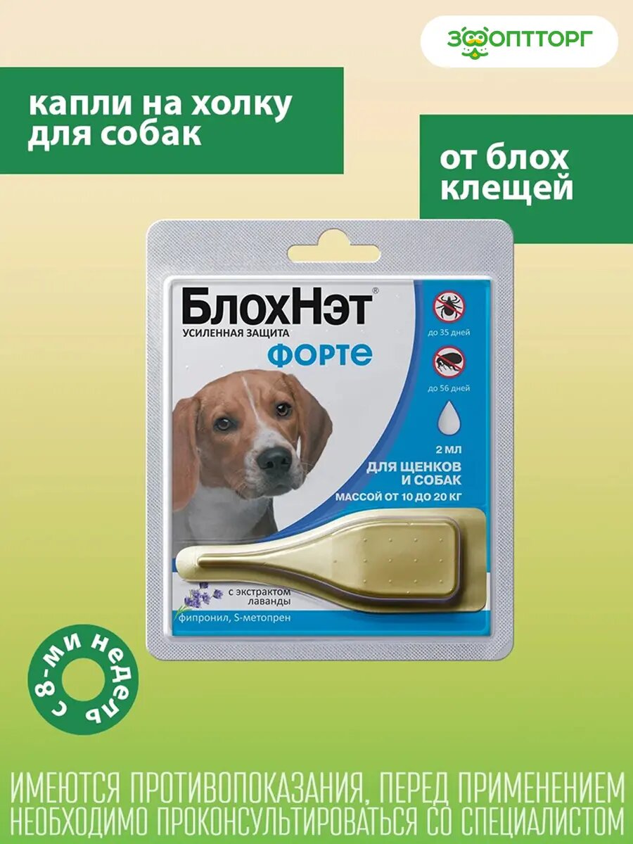 БлохНэт Форте капли для щенков и собак с массой тела от 10 до 20 кг без характеристик