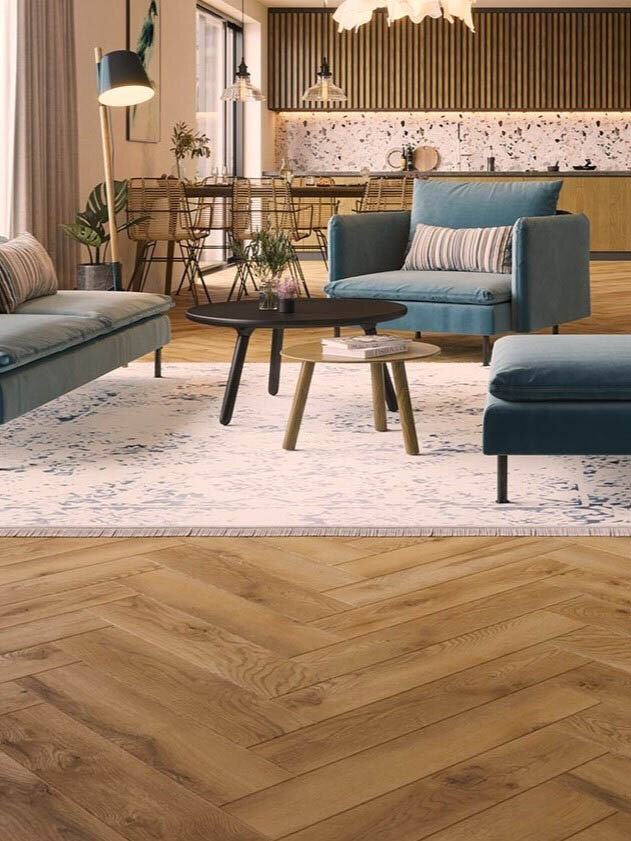 Ламинат елочка Classen Ville Дуб Лас Неграс 63264 Коричневый, 131х643мм, 14шт/уп, 1,179м2/уп.