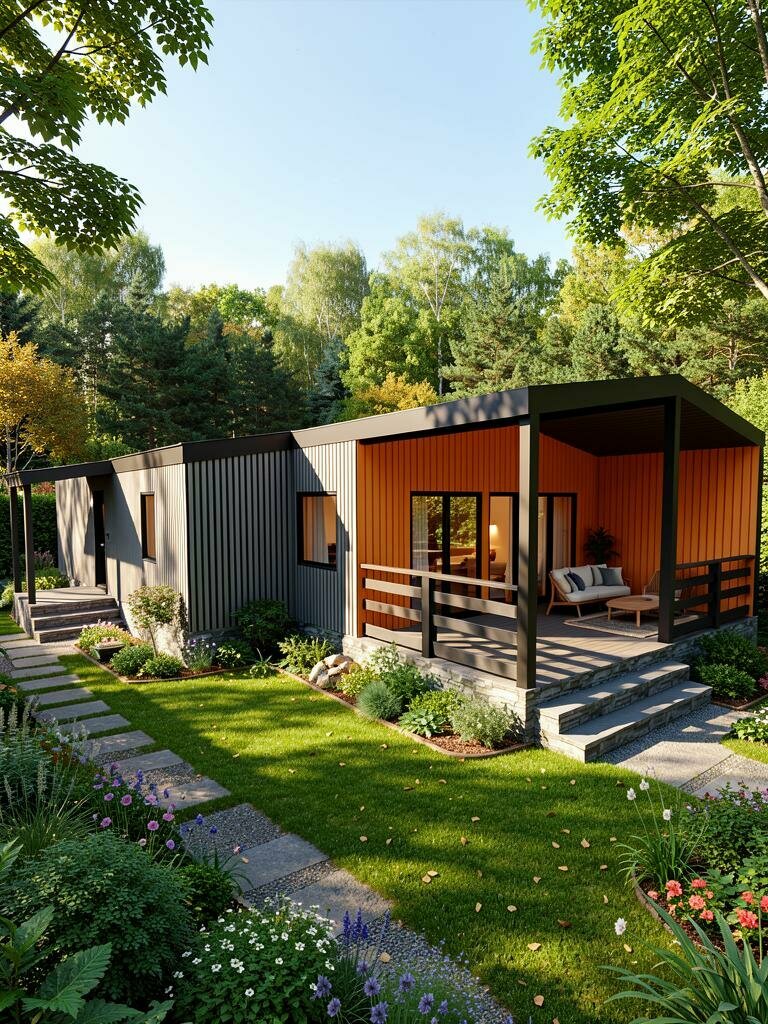 Проект одноэтажного каркасного дома с сауной и террасой 15,88х8,02 м