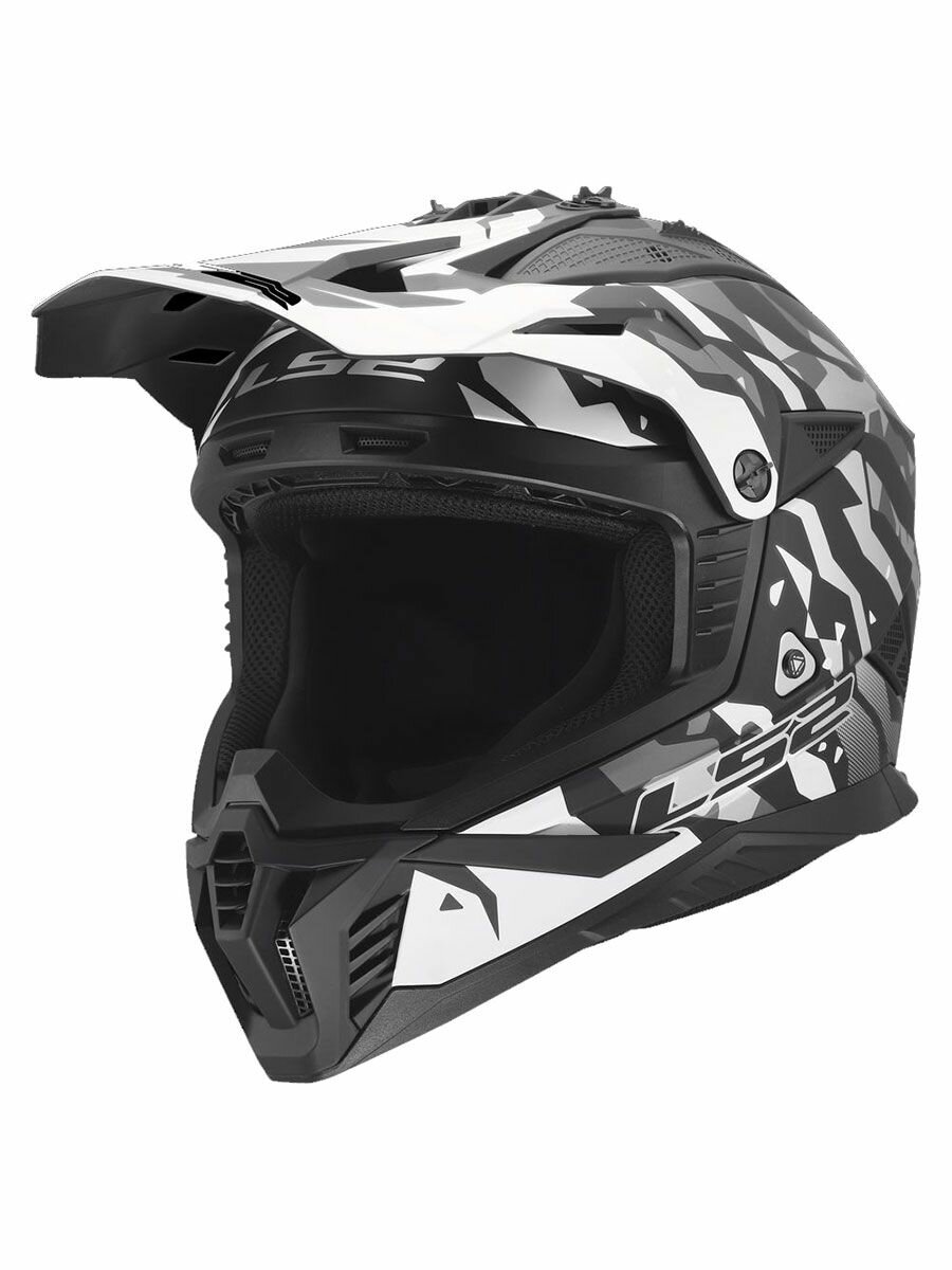 Шлем для мотоцикла кроссовый LS2 MX708 FAST 2 GROTESK Black Grey XL