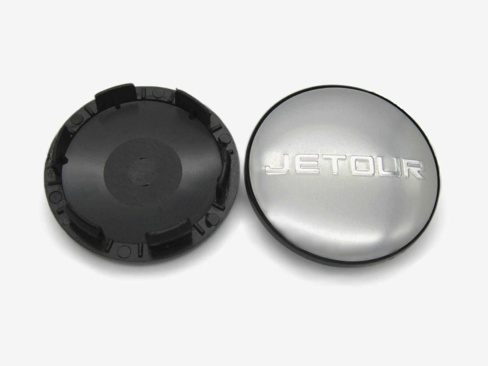 Колпачки, заглушки на литые диски КиК JETOUR silver 62/55/10, комплект 4 шт.