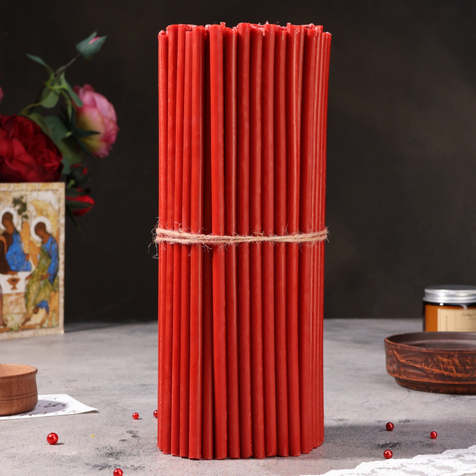 Свечи №30, церковные, цвет красный, парафиновые, упаковка 2 кг