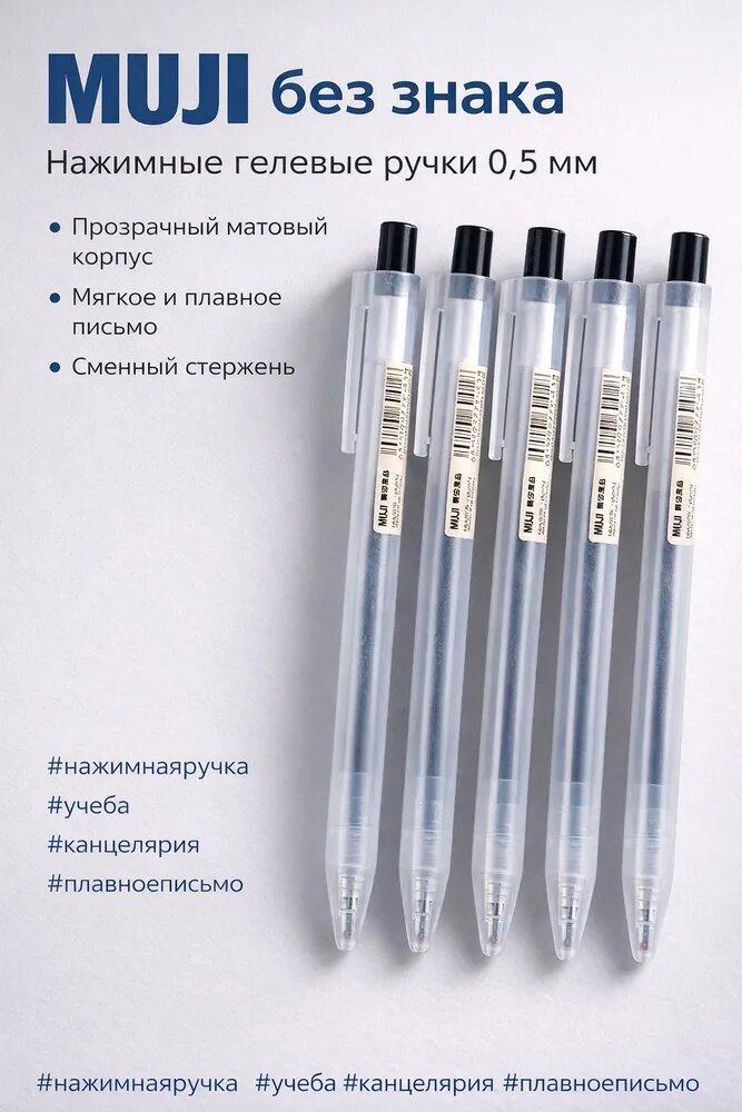 MUJI Набор ручек Гелевая, толщина линии: 0.5 мм, цвет: Голубой, 1 шт.