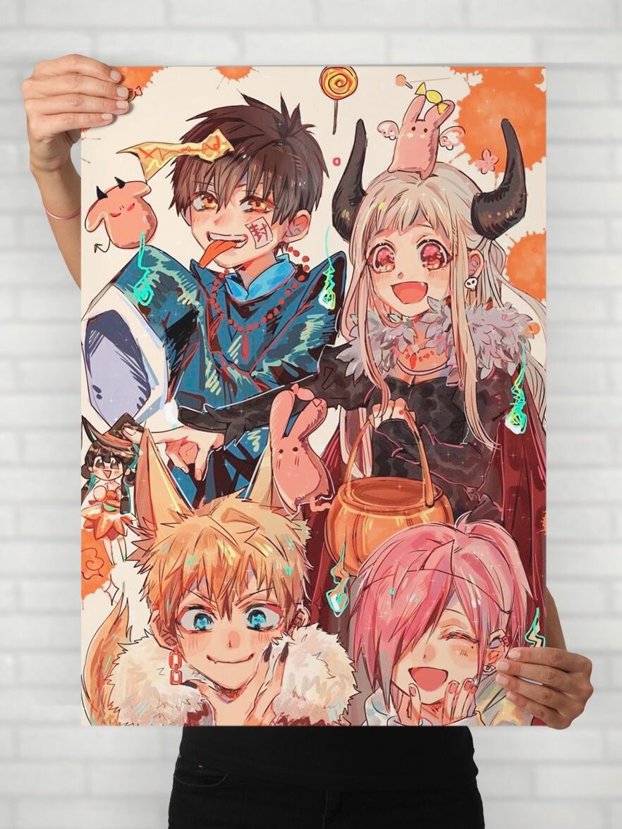 Плакат на стену для интерьера Туалетный мальчик Ханако (Jibaku Shounen Hanako kun 19) - Постер по аниме и манге формата A2 (42x61 см)
