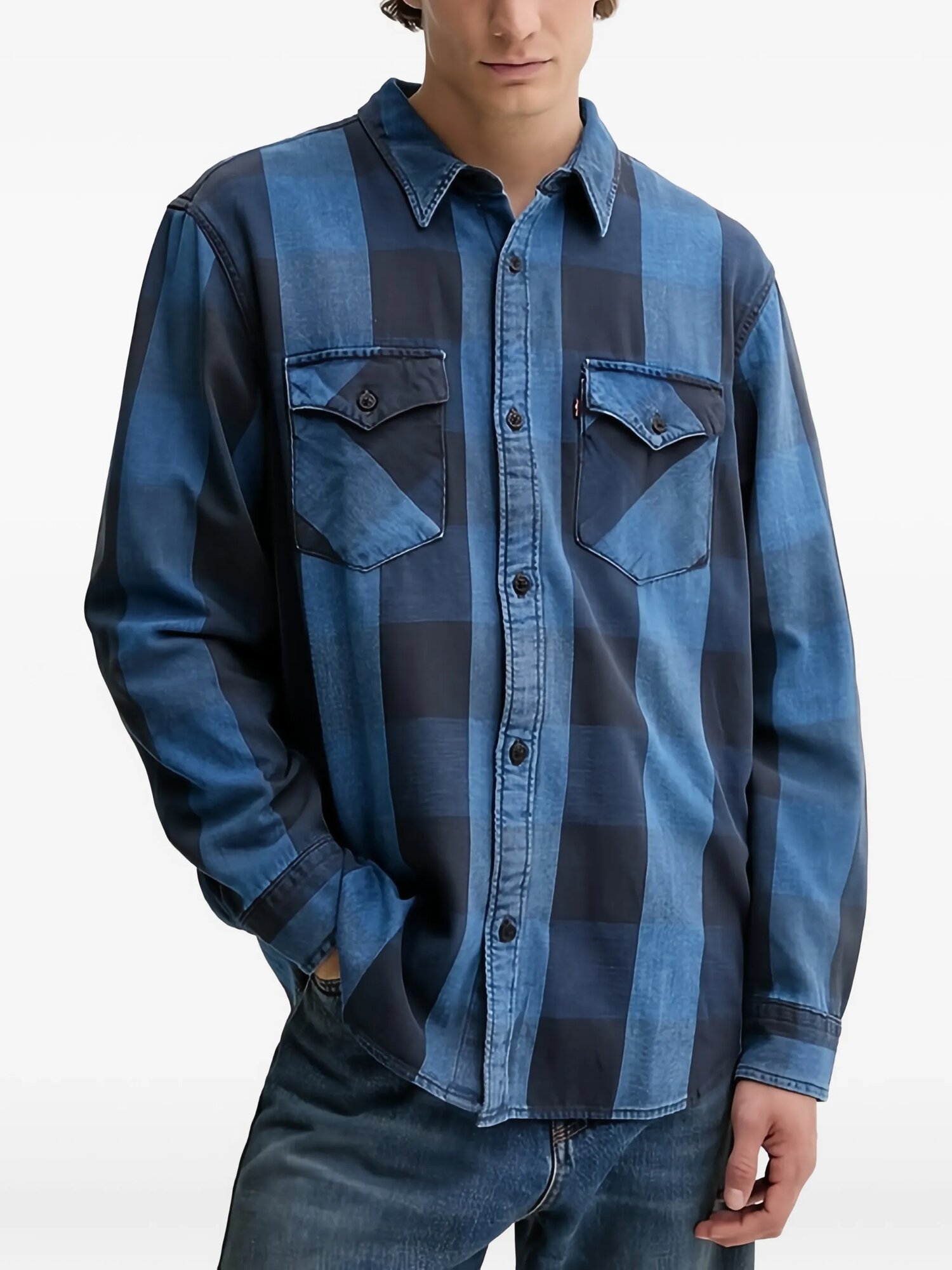 Рубашка Levi's Check pocket shirt, размер S, blue — фото 1
