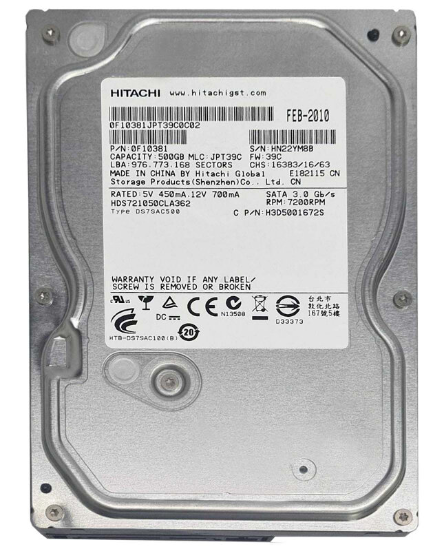 Жесткий диск Hitachi HDS721050CLA362 500Gb SATAII 3,5" HDD