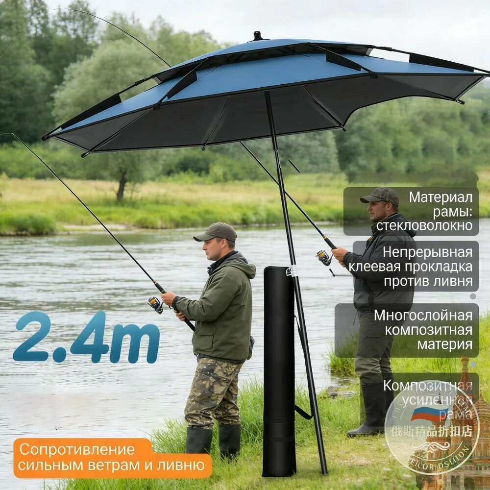 Пляжный зонт,220см, светло-синий