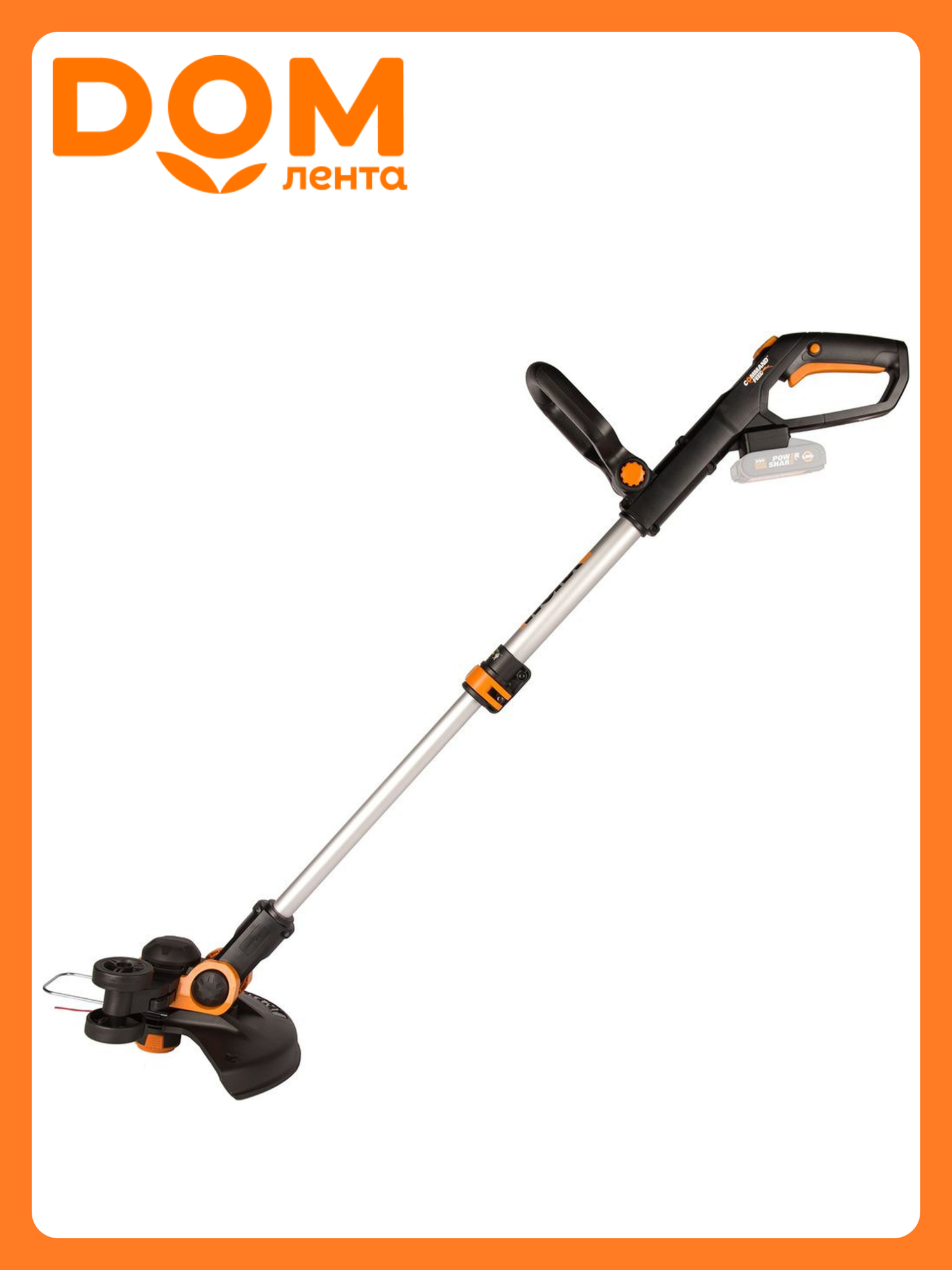 Аккумуляторный триммер Worx WG163E.9, с леской, прямой штангой, D-образной рукояткой