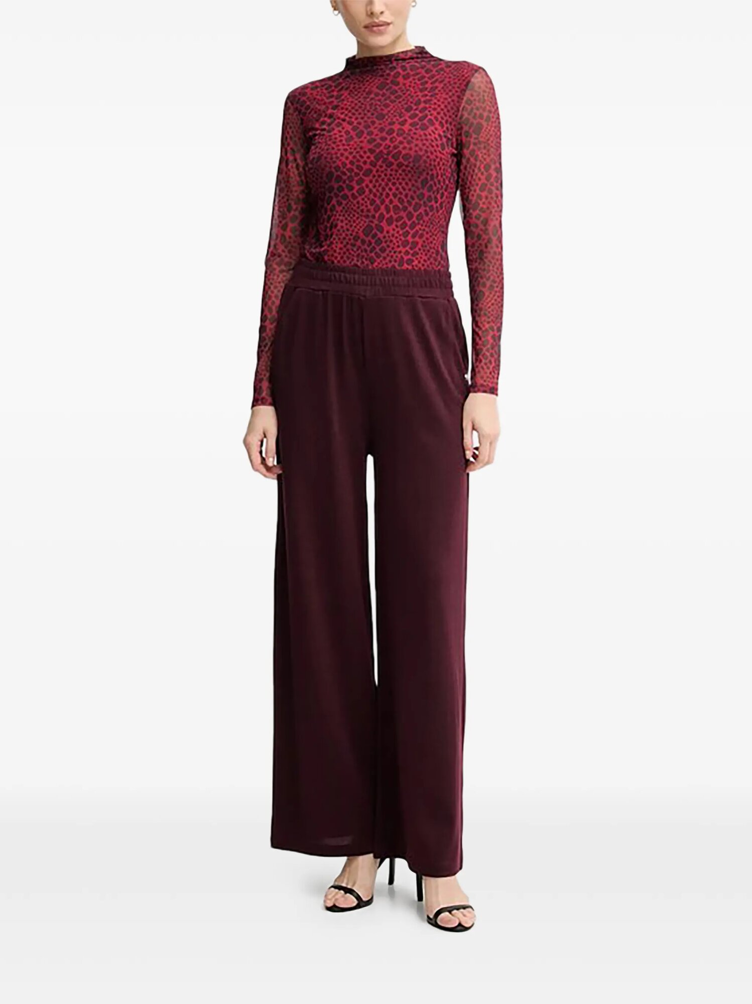 Топ Marc Aurel Patterned long-sleeved top, размер 38, red — фото 1