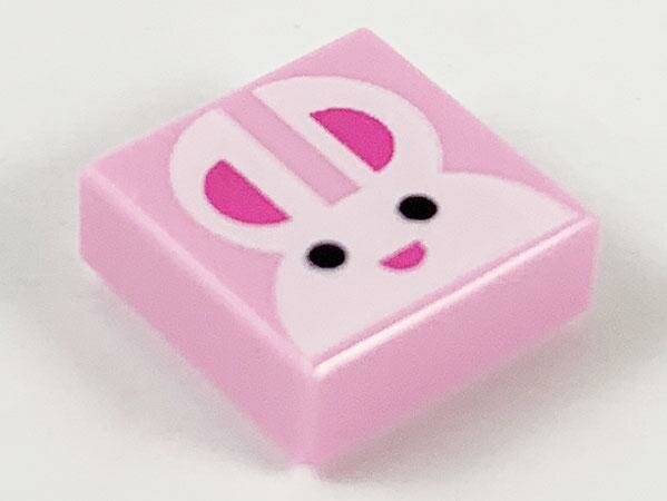 Деталь Lego 3070pb142 Tile 1 x 1 with White Bunny Rabbit Head / Face, Black Eyes, and Dark Pink Ears and Nose Pattern