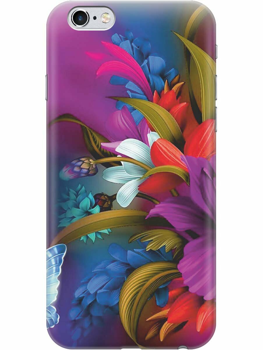 Силиконовый чехол на Apple iPhone 6s / 6 / Эпл Айфон 6 / 6с с рисунком "Фантастические цветы"