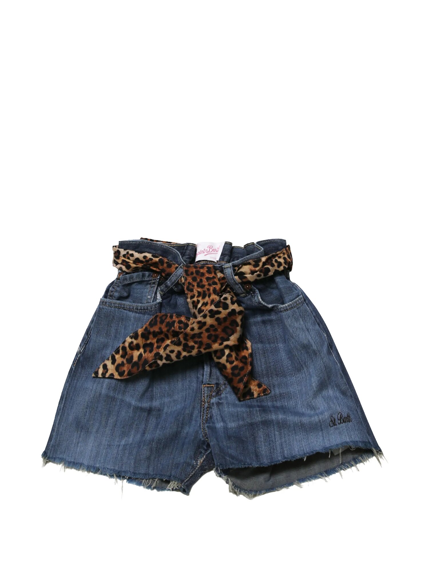 Шорты Leopard-print denim shorts