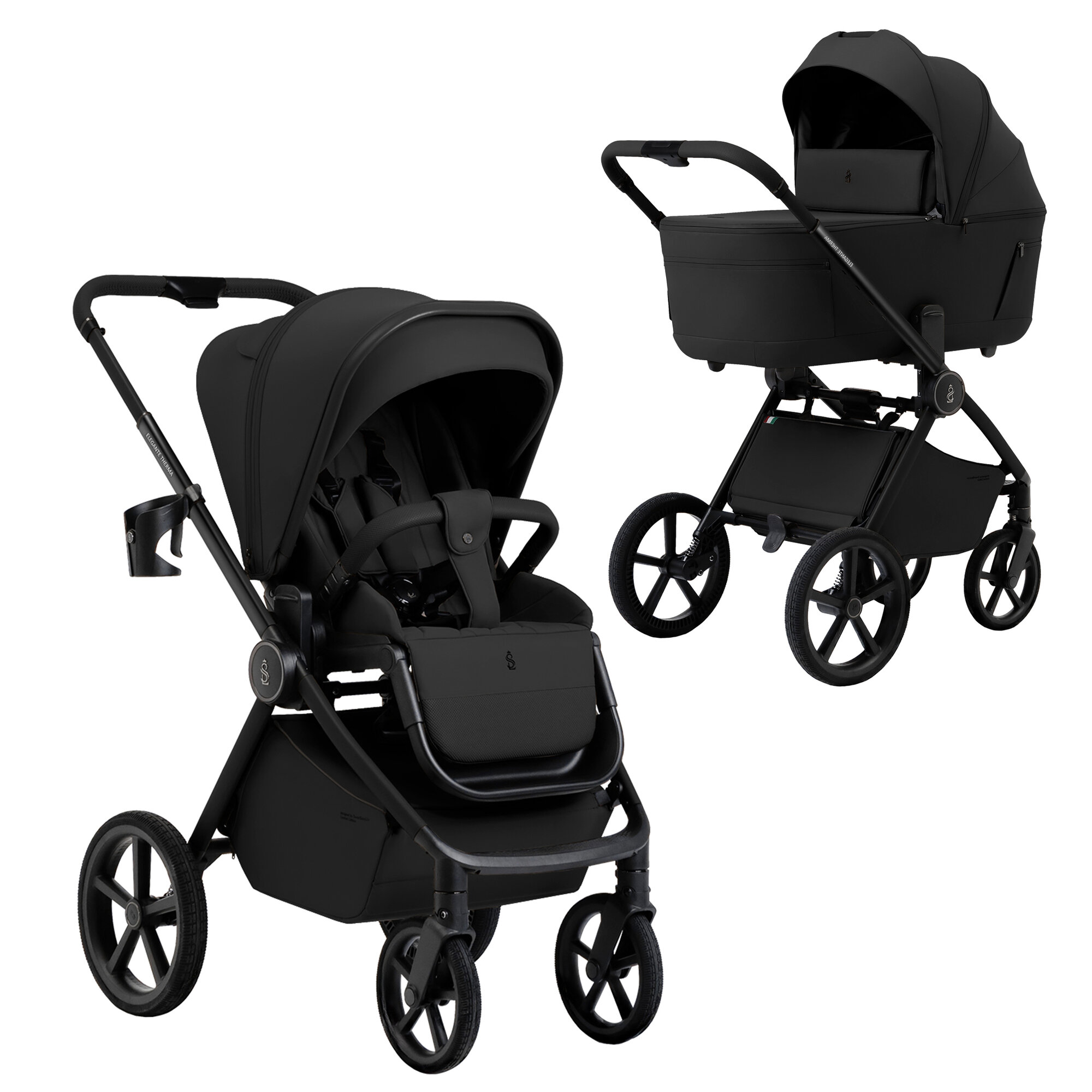 Детская коляска 2в1 Sweet Baby Elegante Therma Colore, цвет Black (Чёрный), артикул производителя 427709