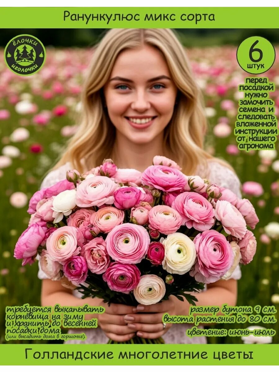 Корневище, Ранункулюс микс сортов, 6 шт