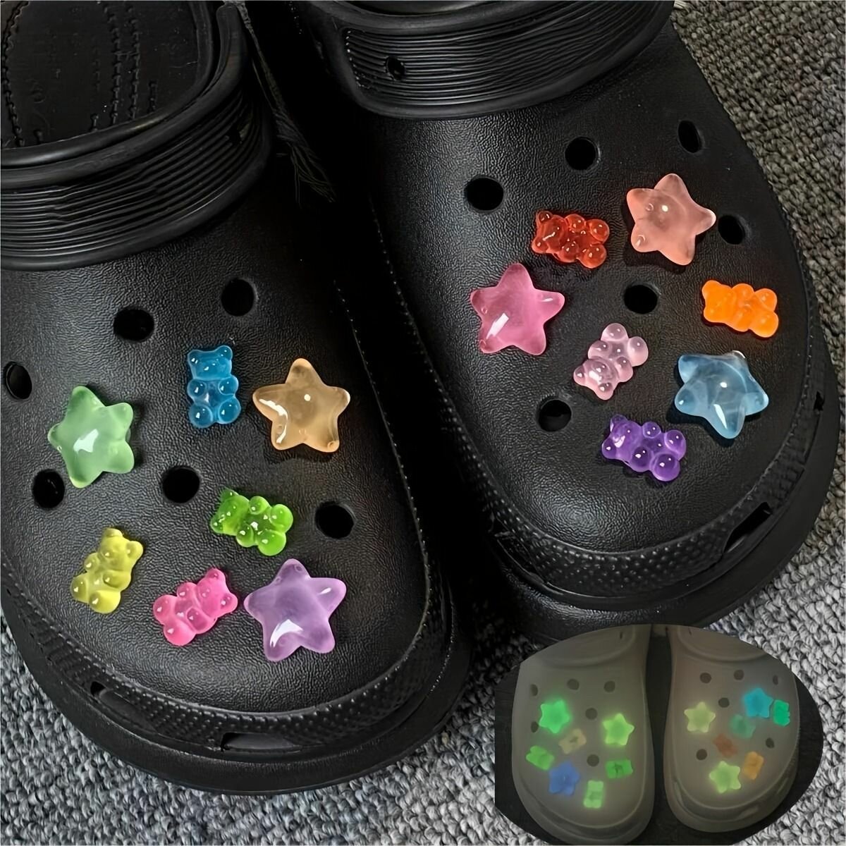 Джиббитсы для Crocs набор 10 шт — мармеладные мишки, украшения для кроксов и сабо, яркие фигурки для летней обуви