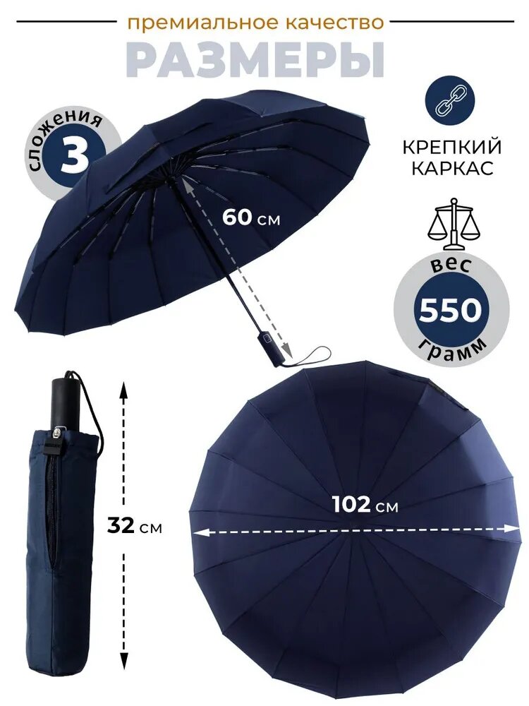 Зонт , темно-синий — фото 1